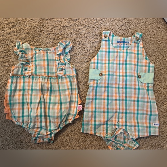Ruffle Butts | One Pieces | Rufflebutts Ruggedbutts Twin Boy Girl Set Plaid Onesies 3m | Poshmark